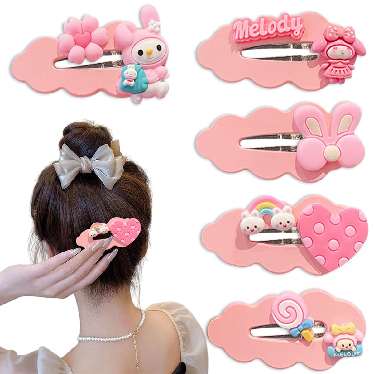 Amazon.com : 5 Pcs Anime Cartoon Clouds Hair Barrettes - BHLFRH Kawaii ...