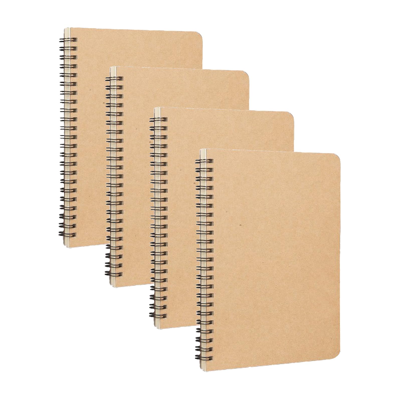 ZTVOWTO 4 Packs Kraft Cover Spiral Notepad A5 Grid Reporters Notebook ...