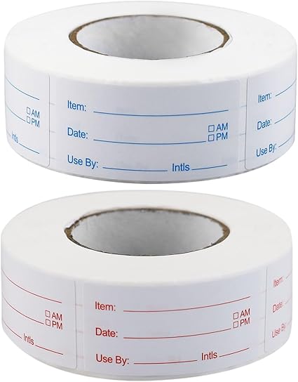HXMJIED 2 Rolls Food Stickers, 5X2.5cm Freezer Labels, 1000 Red and ...
