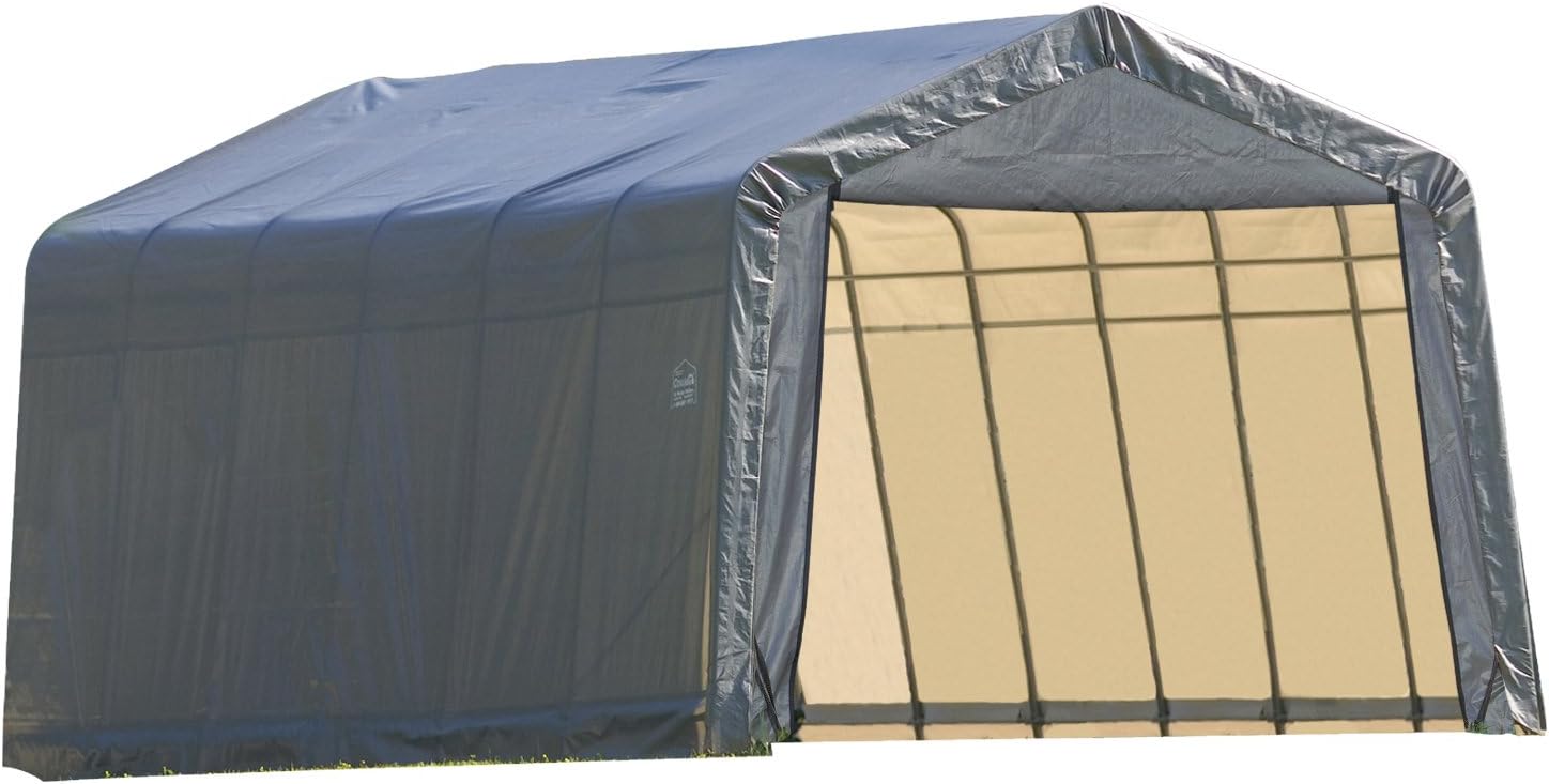Amazon.com : ShelterLogic 76432 Grey 12'x28'x8' Peak Style Shelter ...