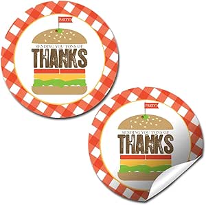 Hamburger Backyard BBQ Barbecue Themed Thank You Sticker Labels, 40 2 ...