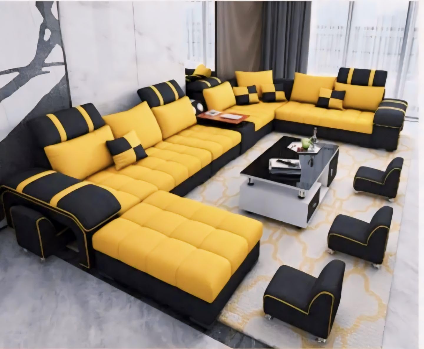 Torque Wood - Galster 12 Seater Sofa Set for Living Room (Left Side ...