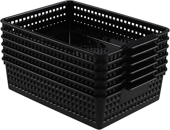 Amazon.com: Vababa 6-Pack Plastic Paper Storage Basket Tray, Desktop ...