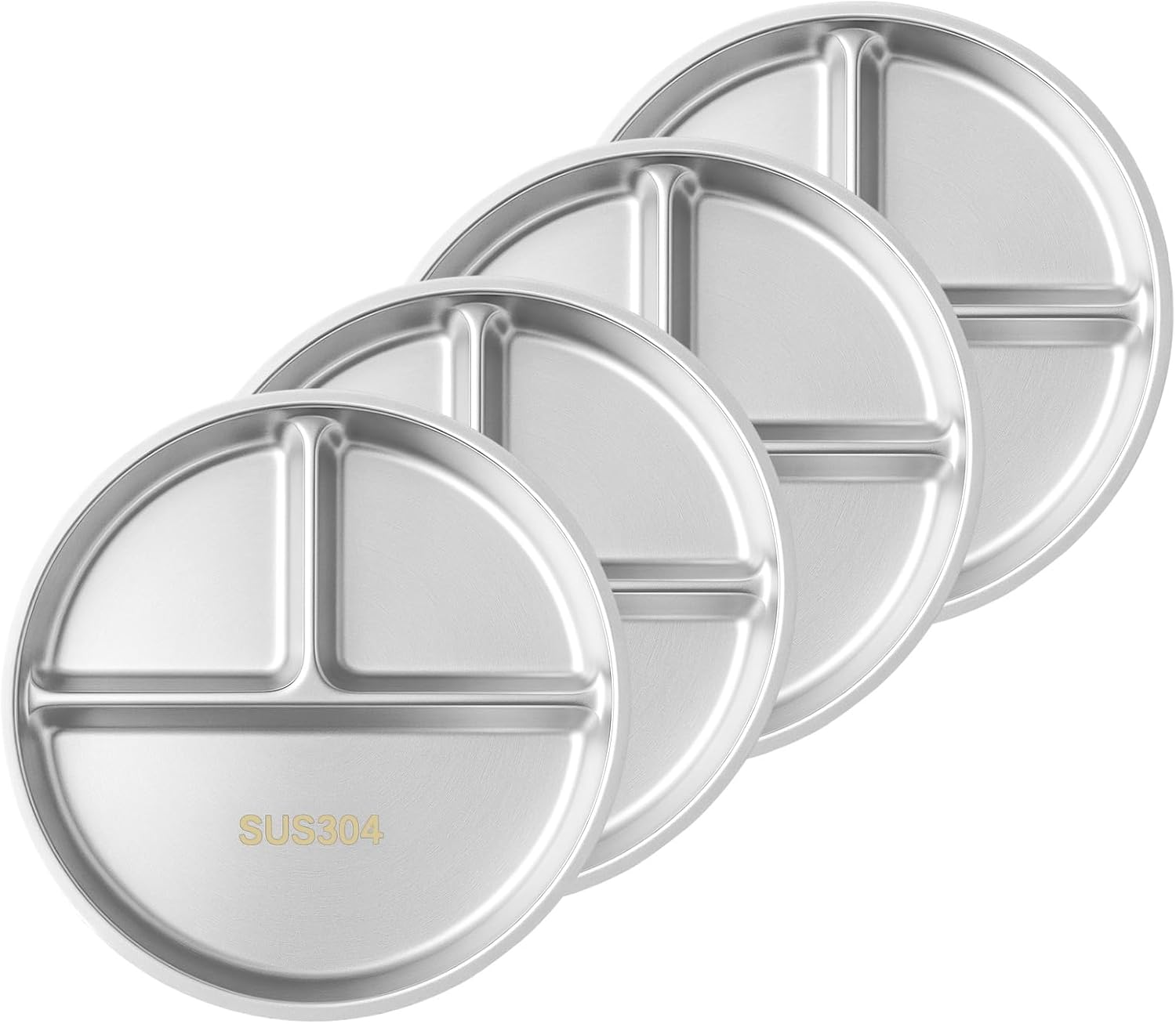 Amazon.com: ZXBMS Stainless Steel Kids Plates Set of 4 – 8" Divided ...