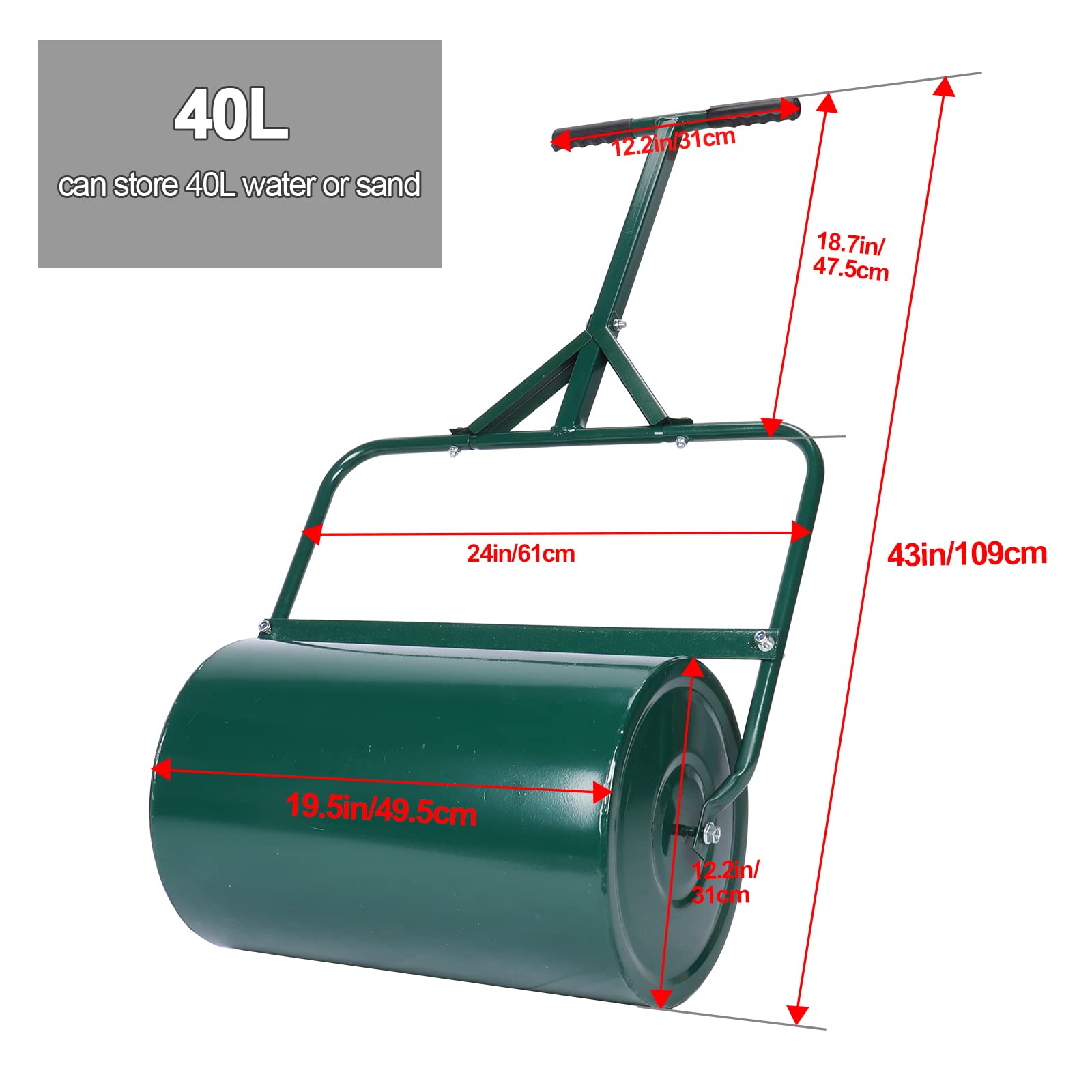 Snapklik.com : Rultyn Lawn Roller Push/Pull Steel Sod Roller 10.5 ...