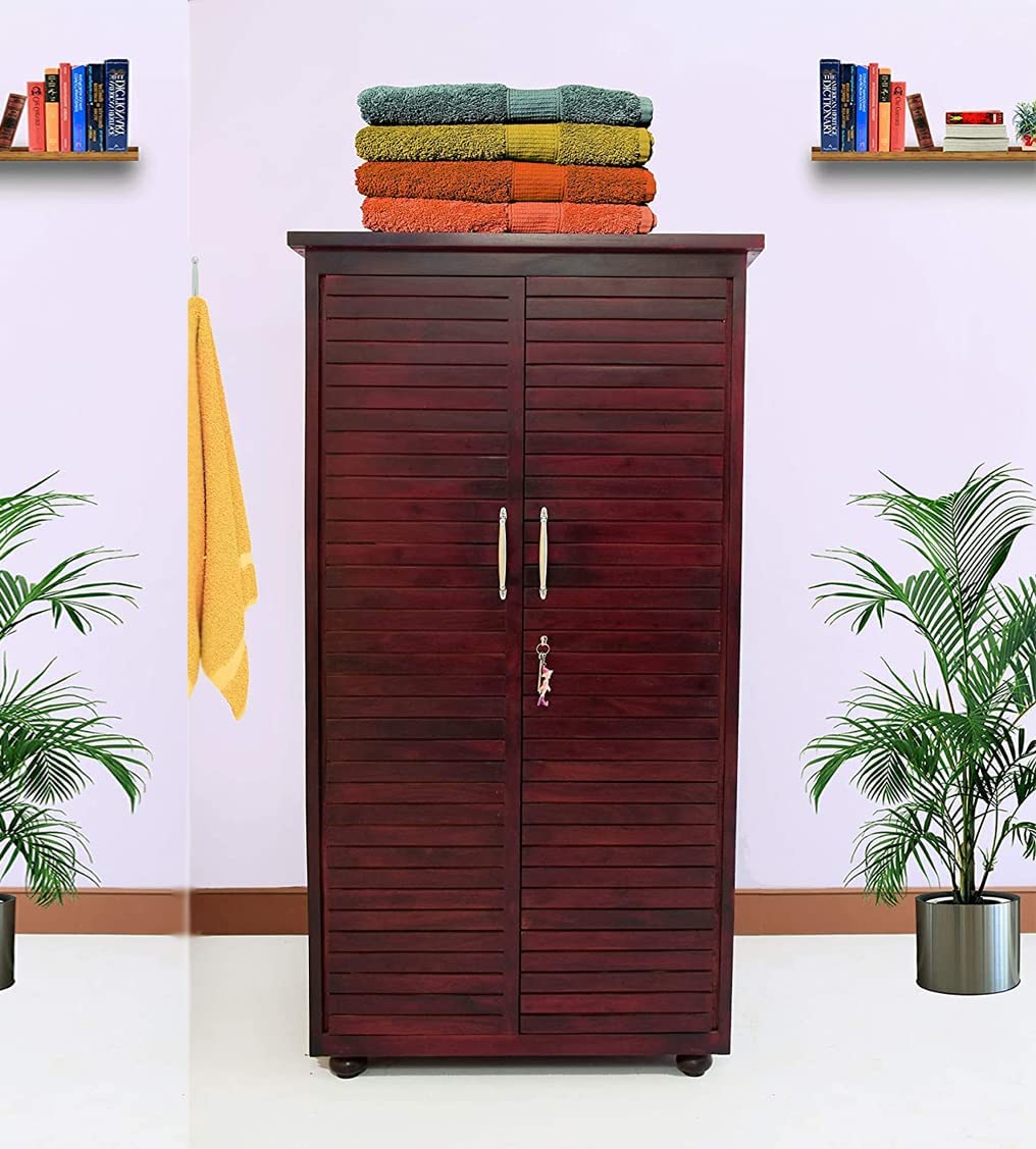 Wood World Sheesham Wood Wardrobe with 2 Door Storage for Clothes ...
