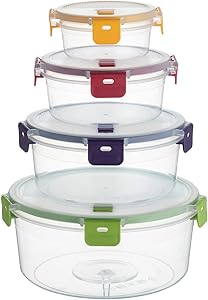 KINGBON 4 Pieces Food Storage Container BPA-free Plastic Food Container ...