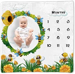 Amazon.com: QICAIYUN Bumblebee Baby Milestone Monthly Blanket Babys ...