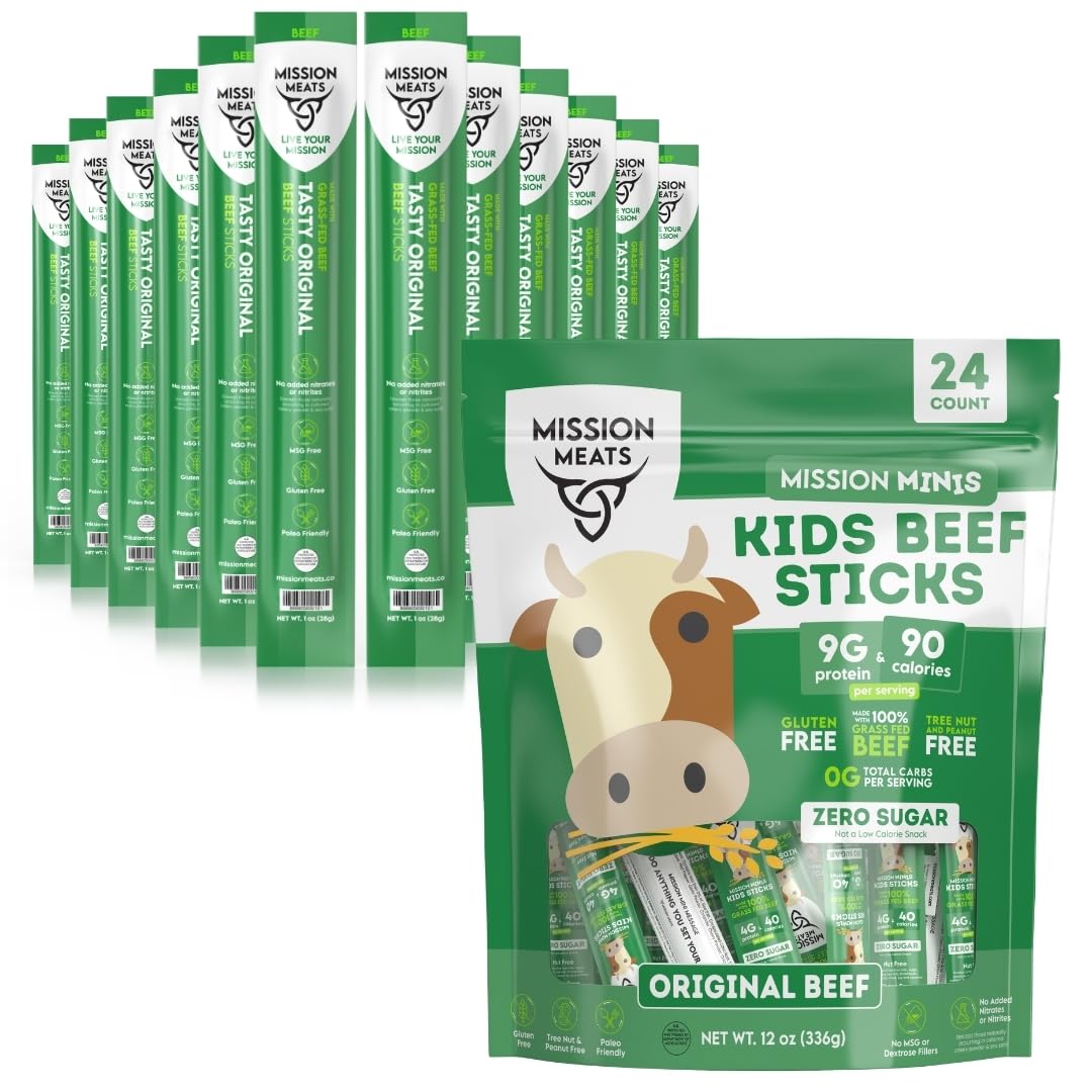 Amazon.com: Mission Meats Kids Grass Fed Beef Sticks (Pack of 24 ...