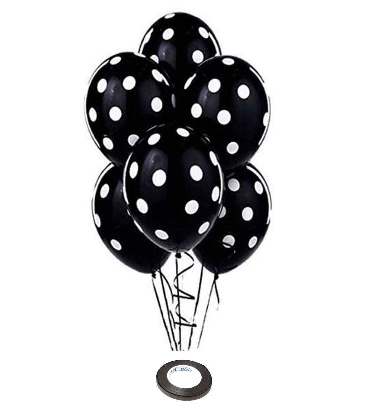 AMFIN® 12 Inch (Pack of 30) Polka Dot Birthday Party Balloons - Black ...