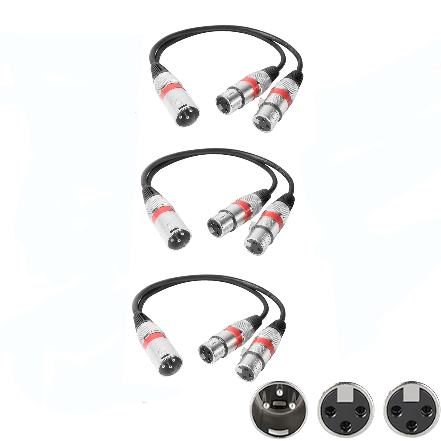 Amazon.com: WLUSSELL 3 Pack XLR Splitter Cable1 Male 2 Female,Black 12 ...