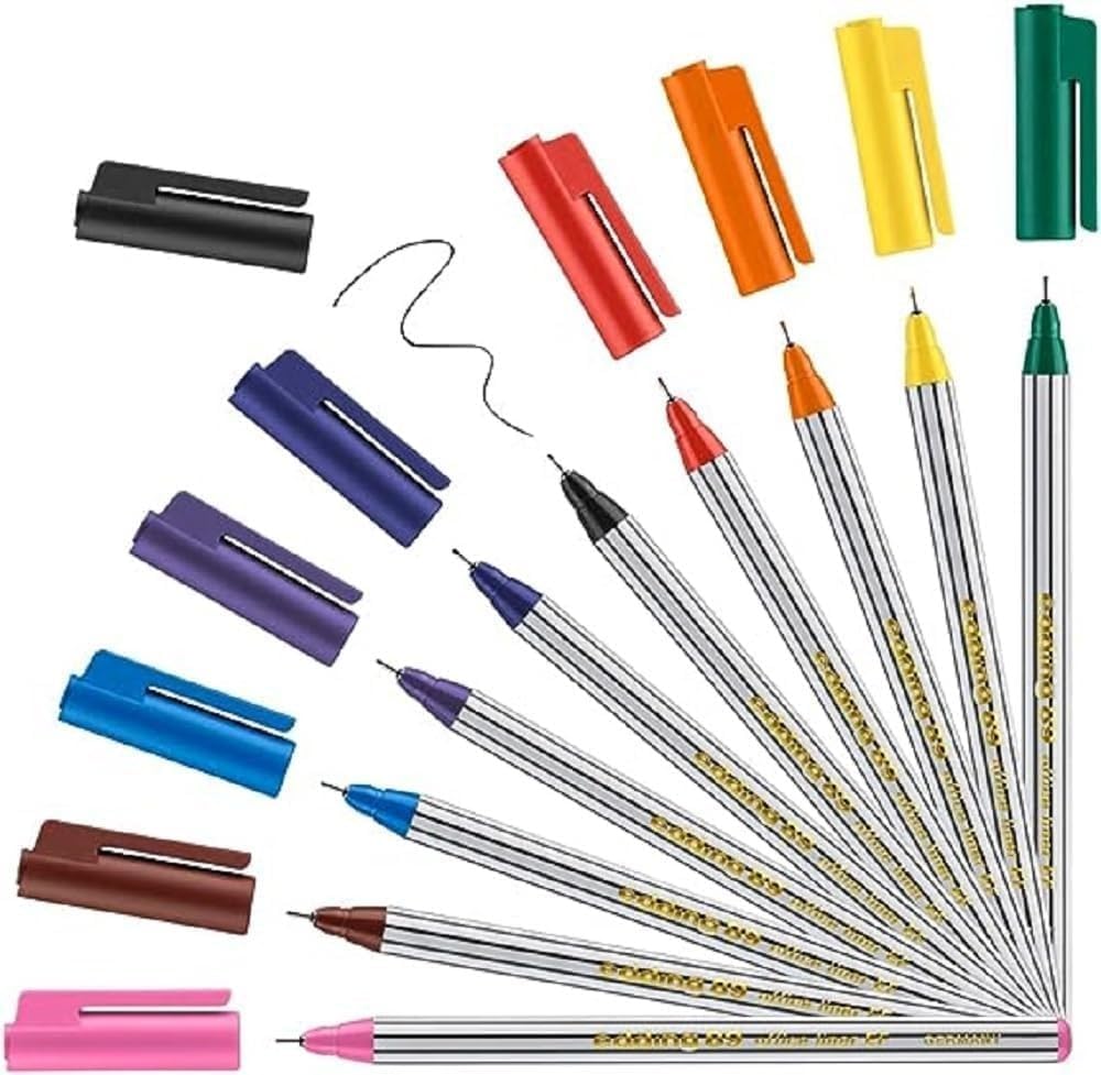 edding 88 - fineliner - black - 10 pens - round nib 0.6 mm - thin fibre ...