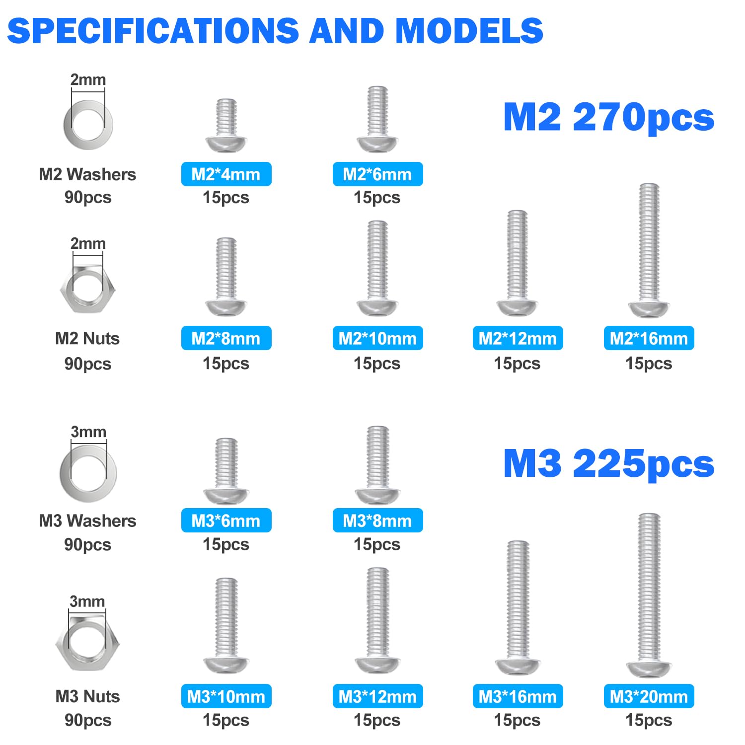Snapklik.com : Mxuteuk 540pcs M2 M3 Screws Assortment Kit,304 Stainless ...