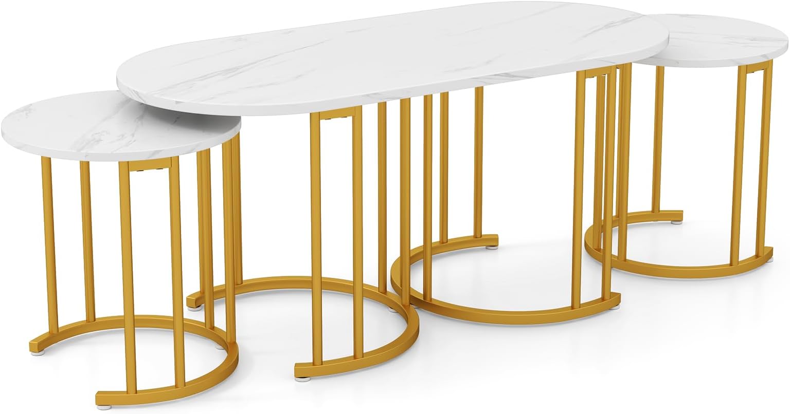 Amazon.com: Giantex Nesting Coffee Table Set of 3, Stacking Side Tables ...