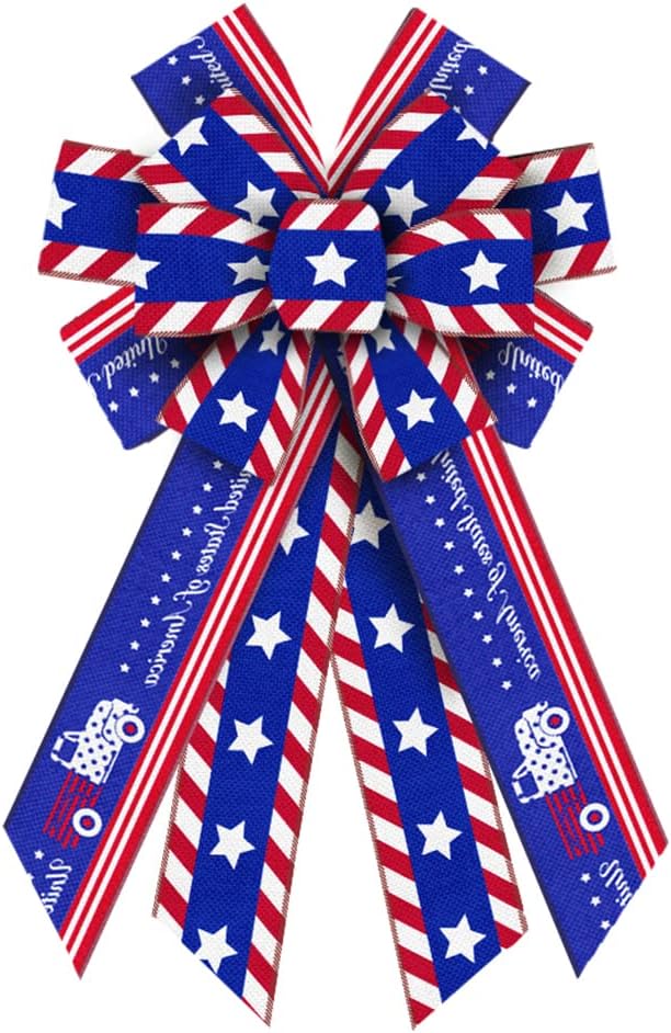 Amazon.com: ABTOLS Large LED Patriotic Wreath Bows for Front Door ...