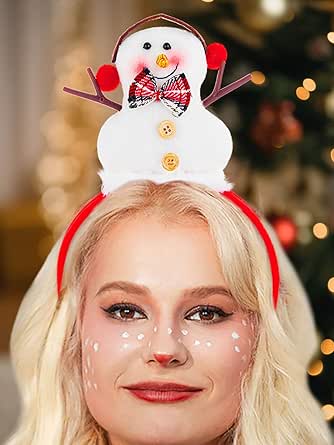 Amazon.com: Bafuny Christmas Headband Snowman Hairband Xmas Funny Head ...