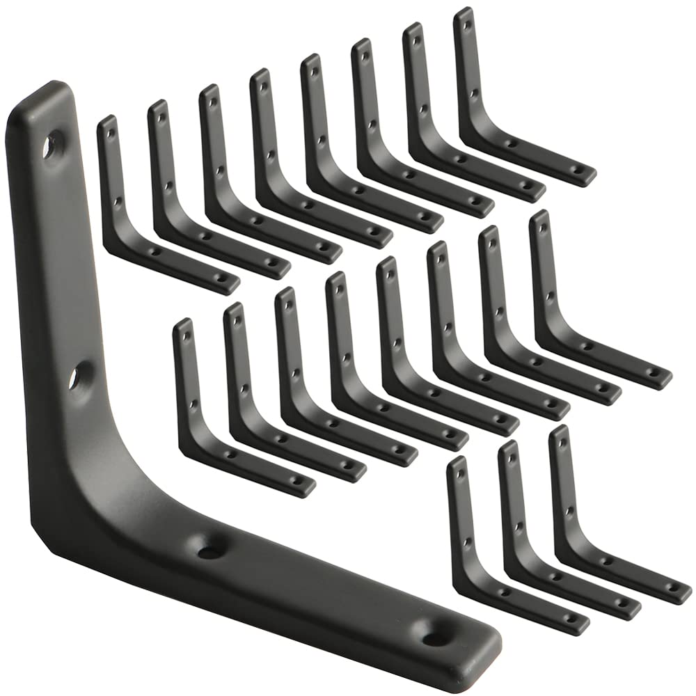 Snapklik.com : Black Shelf Bracket 20 PCS, 4 X 4 Inch L Shape Wall ...