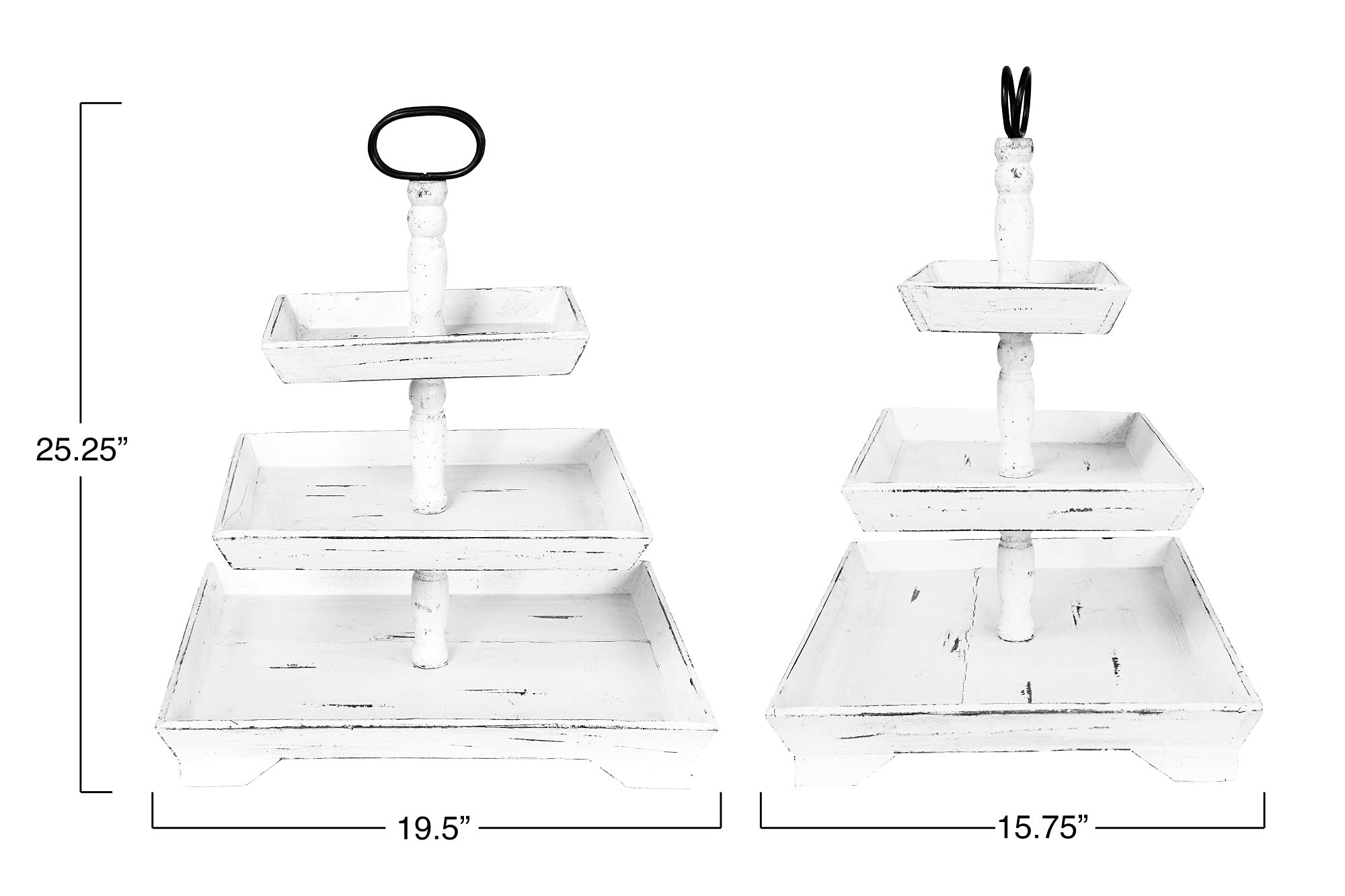 Creative Co-Op 3 Tier Tray Decorative Accents, White