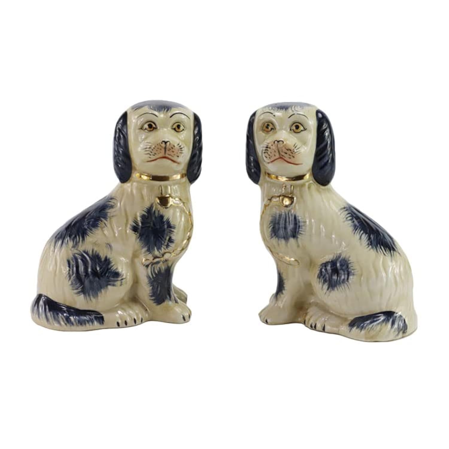 Amazon.com: SYNWISH Hand-Painted Porcelain Dog Figurines,Pair of Blue ...