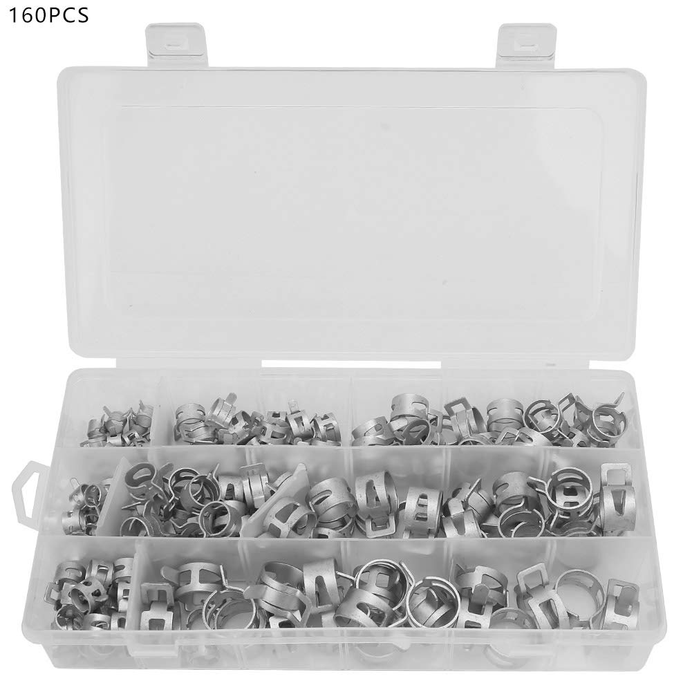 160 Pcs Spring Clips Hose Clips Assortment Kit, Metal Water Pipe Air ...