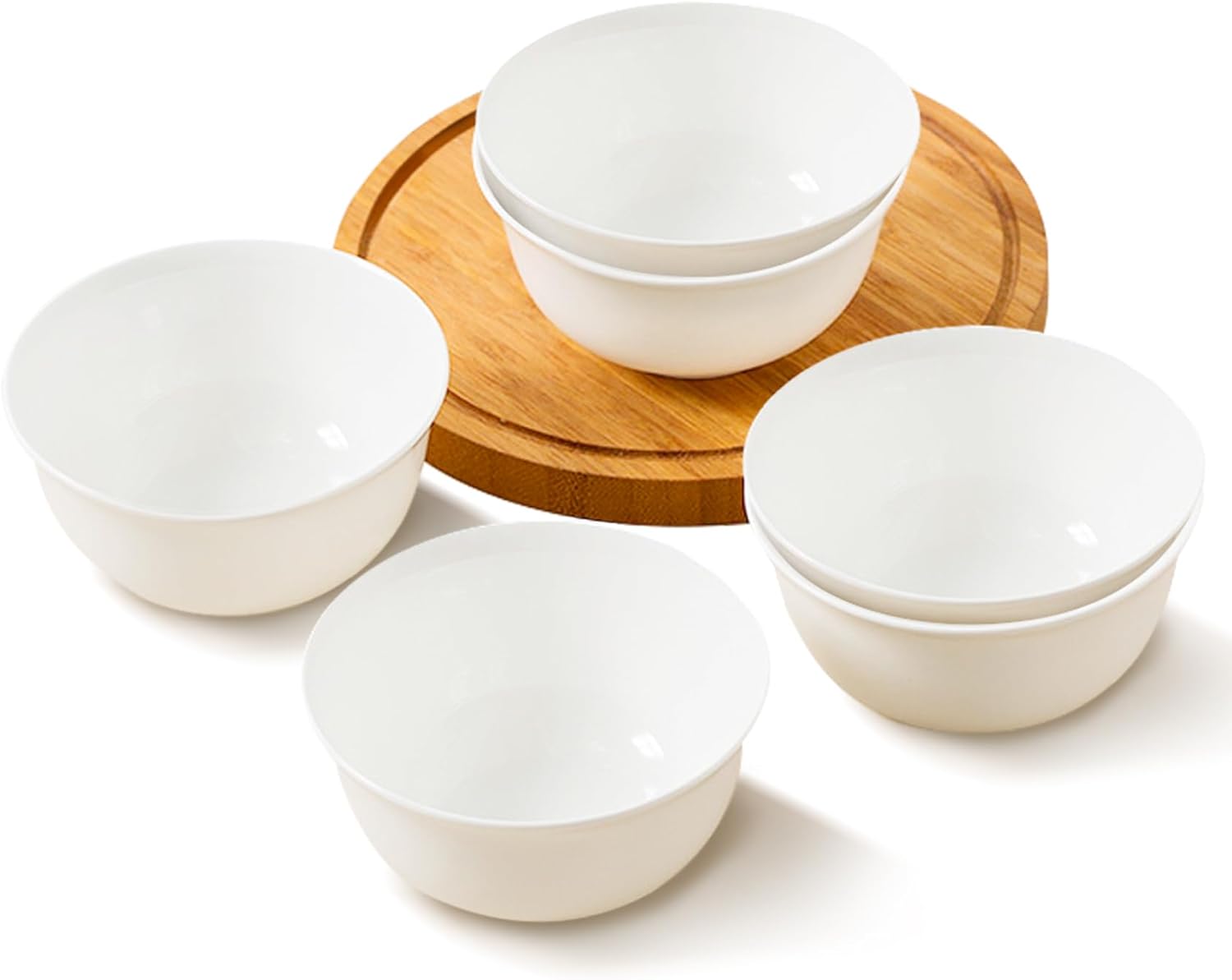 Amazon.com: GRACIRI Large 20 oz White Fine Bone China Cereal Bowls ...