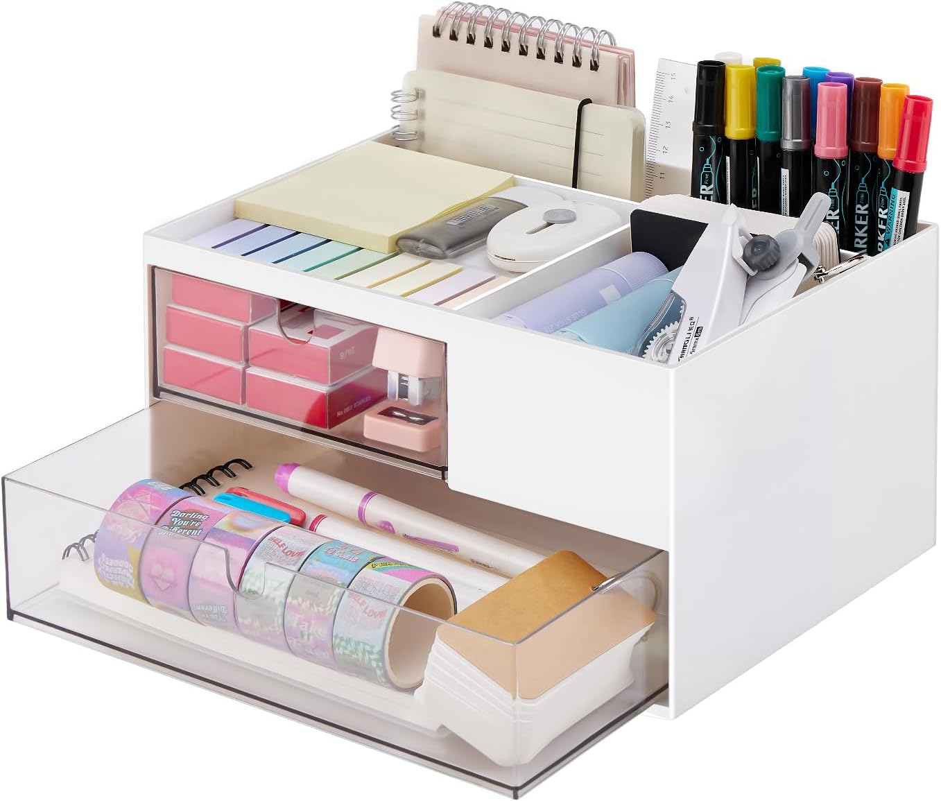 Desk Tidy Organiser, DIY White Office Stationery Desktop Storage Holder ...