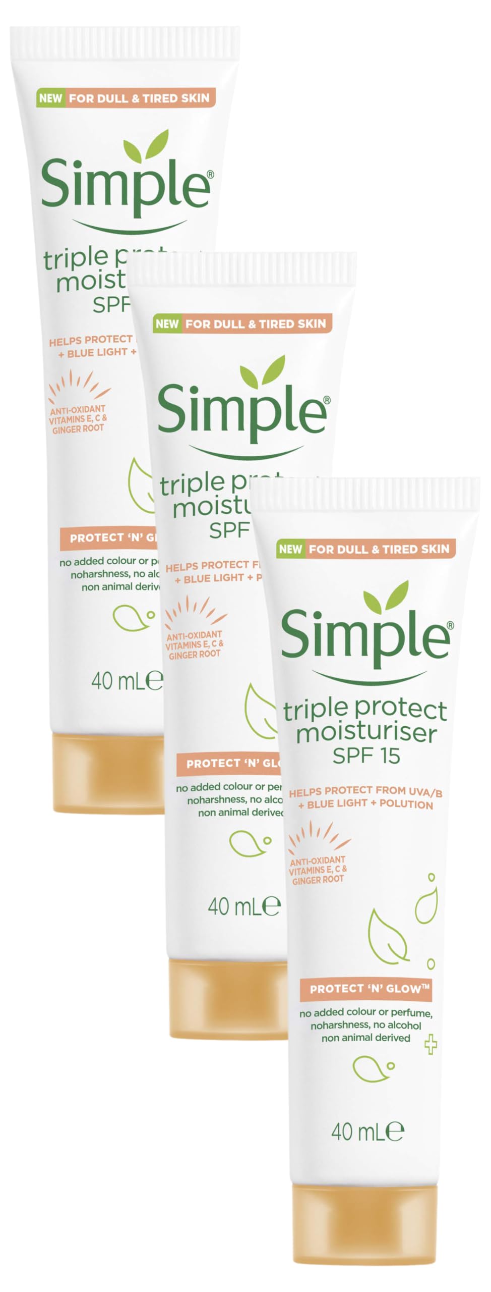 Simple Protect ‘N’ Glow Triple Protect Moisturiser SPF 30, 40ml (Pack ...