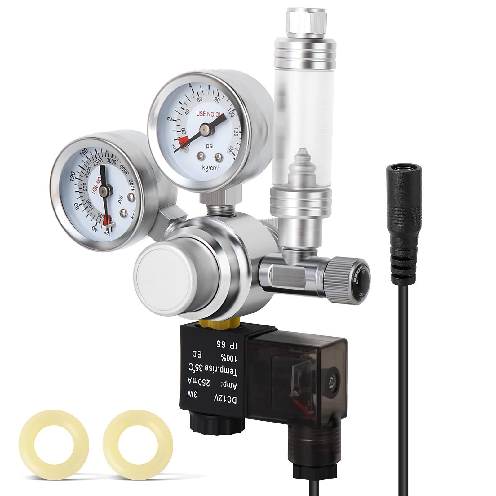 Meanlin Measure Dual Gauge Aquarium Co2 Regulator 12v Dc Solenoid ...