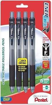 Amazon.com: Pentel EnerGel-X Retractable Liquid Gel Pen, 0.5mm, Fine Line, Needle Tip, Black Ink ...