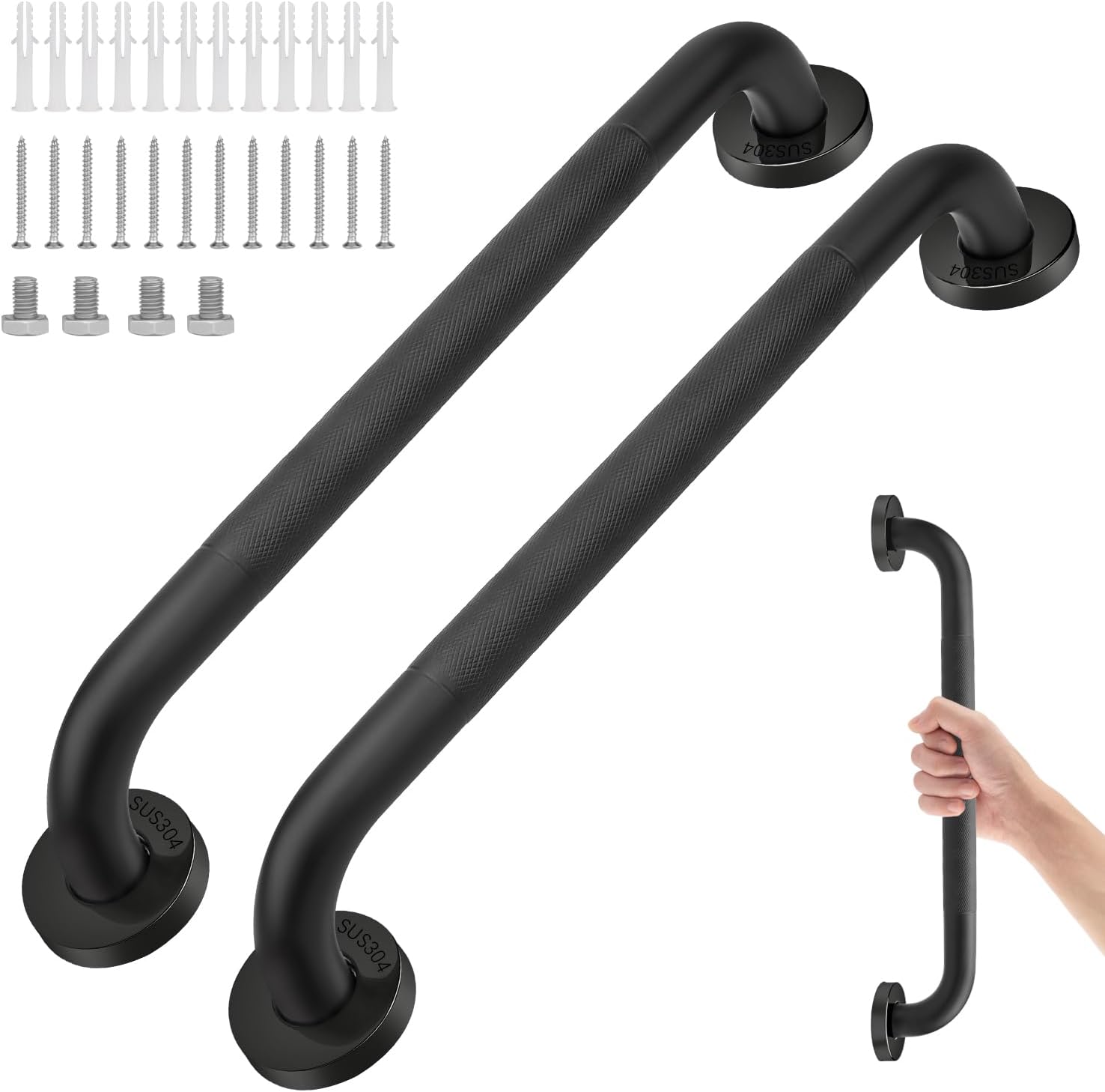 sunzone 2 PCS Shower Grab Bar,16-inch Anti Slip Grab Bars for Bathroom ...