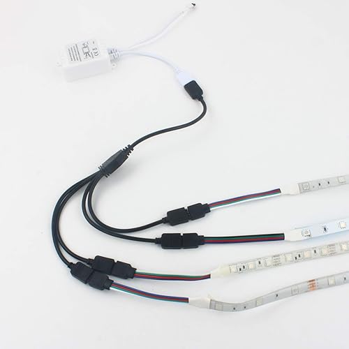 Snapklik.com : RGBZONE 2 Pack Black 4 Pins LED Splitter Cable Strip Connector 4 Way Splitter Y ...