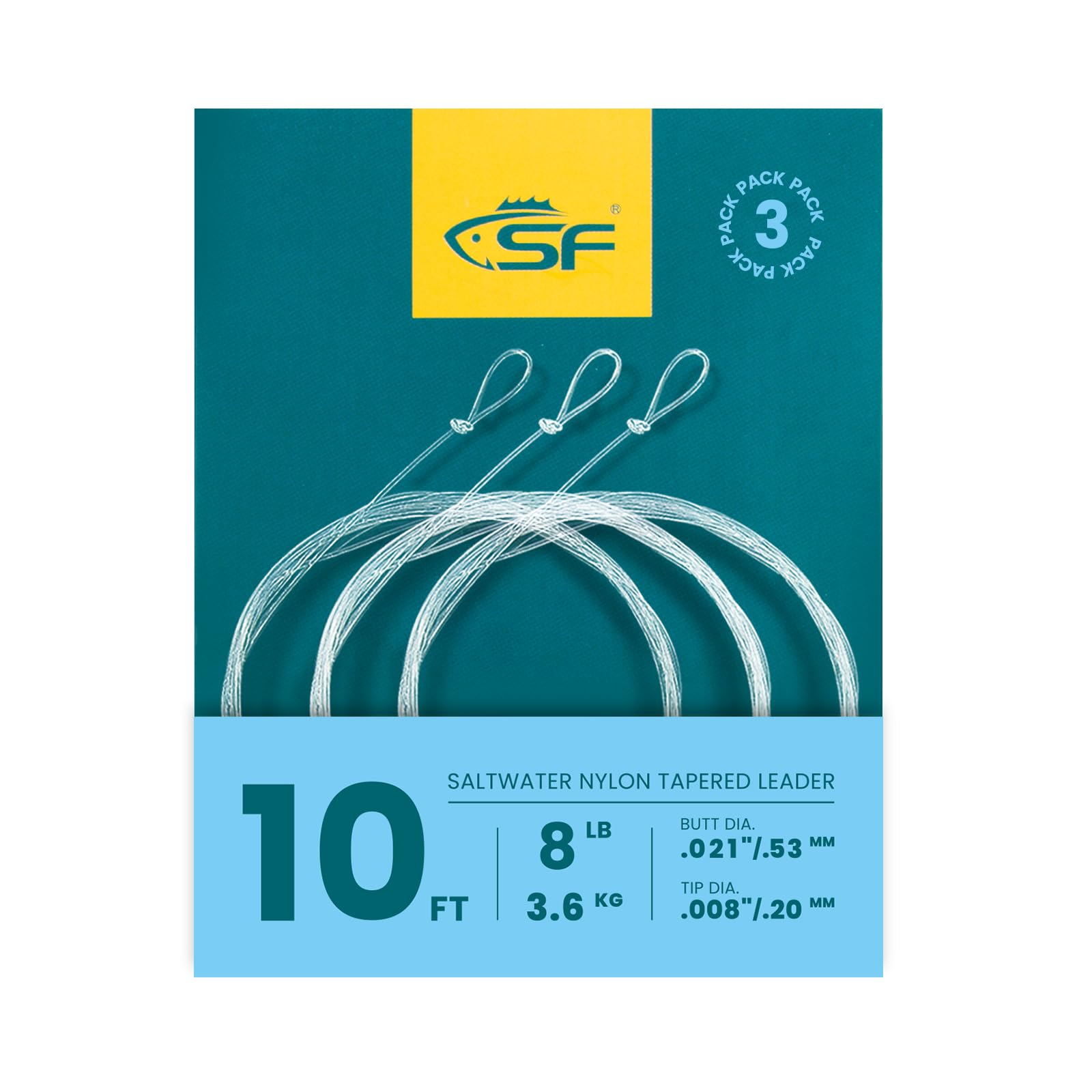 Snapklik.com : 10FT 12lb Pre-Tied Loop Saltwater Tapered Leader Fly ...