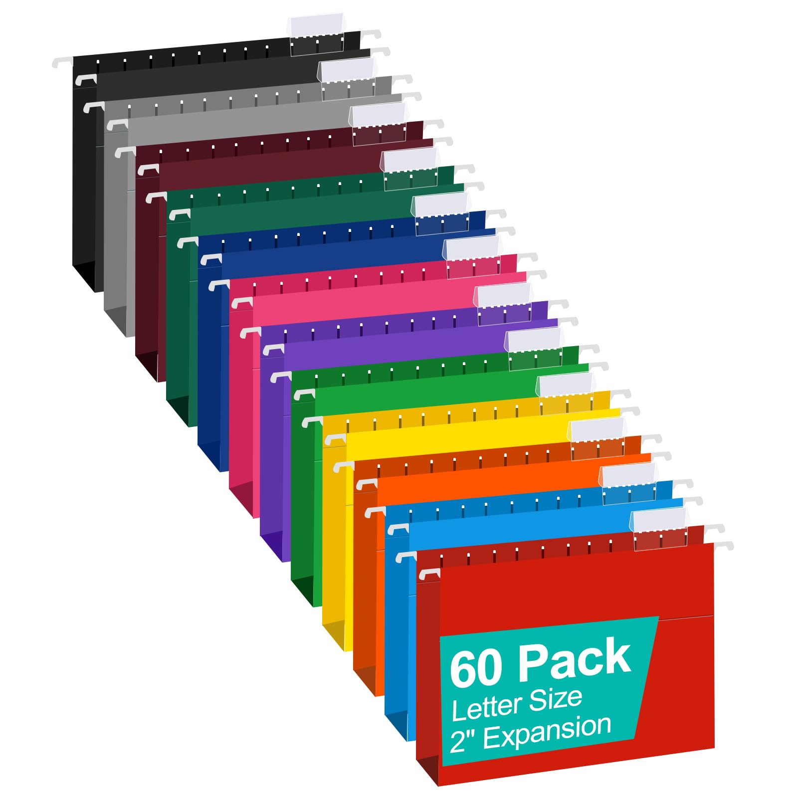 Amazon.com : HERKKA Extra Capacity Hanging File Folders, 60 Pack ...