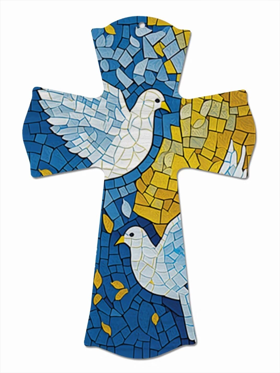 Snapklik.com : Crucifix Wall Cross Hand Painted Pigeon Print Wood Wall ...