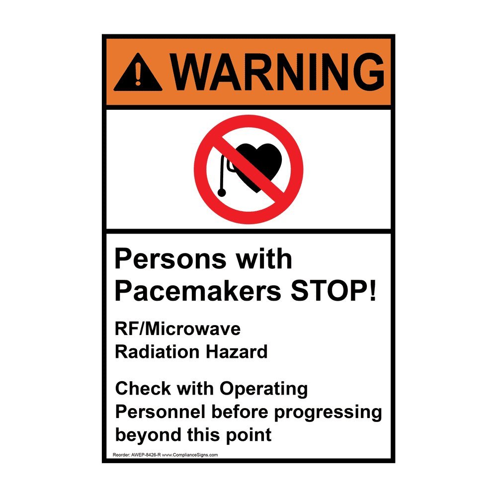 Buy Warning Persons with Pacemakers Stop! ANSI Safety Label Decal, 5x3 ...
