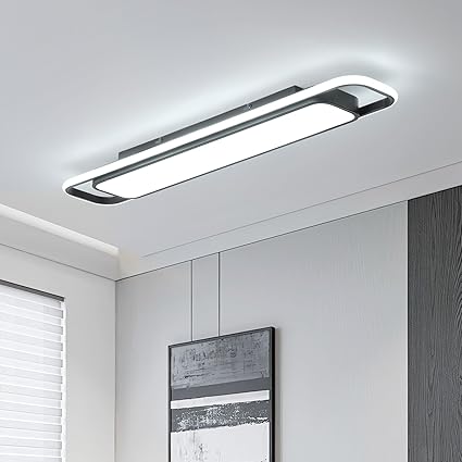 ORANOOR Modern LED Ceiling Lighting, 70W 6000K Black Linear Flush Mount ...