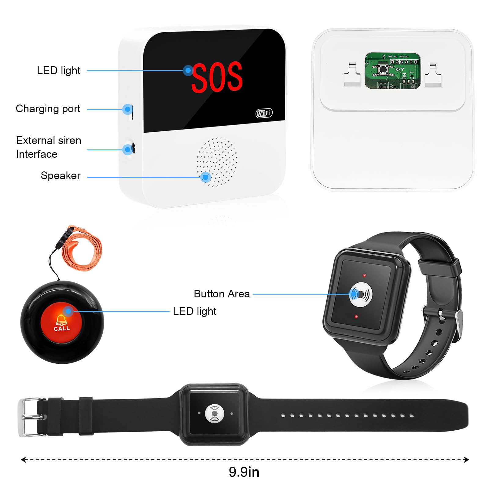 ChunHee WiFi Smart Wireless Caregiver Pager Panic Button Linked To ...