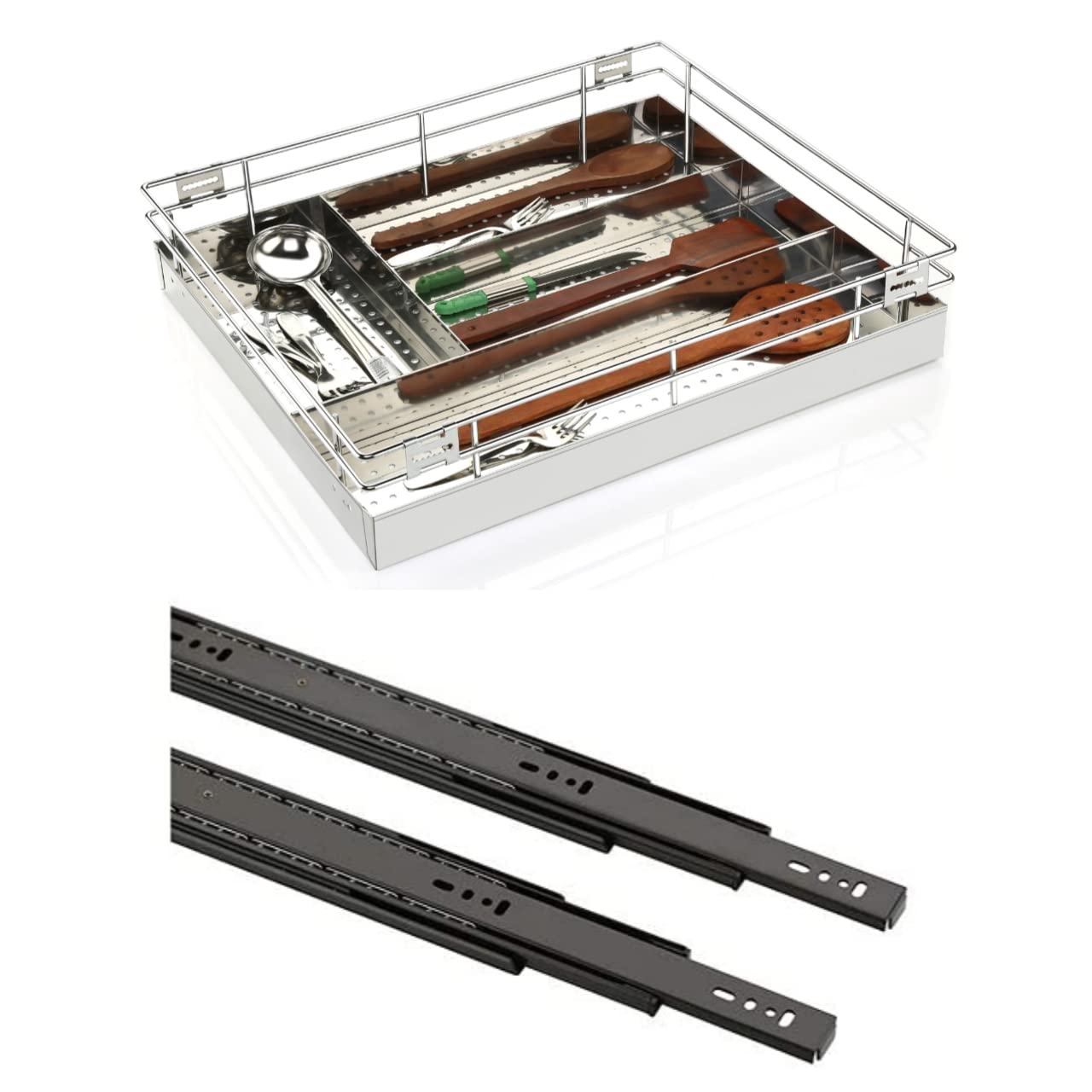 LANDWOOD stainless steel modular kitchen cutlery basket/cabinet storage ...