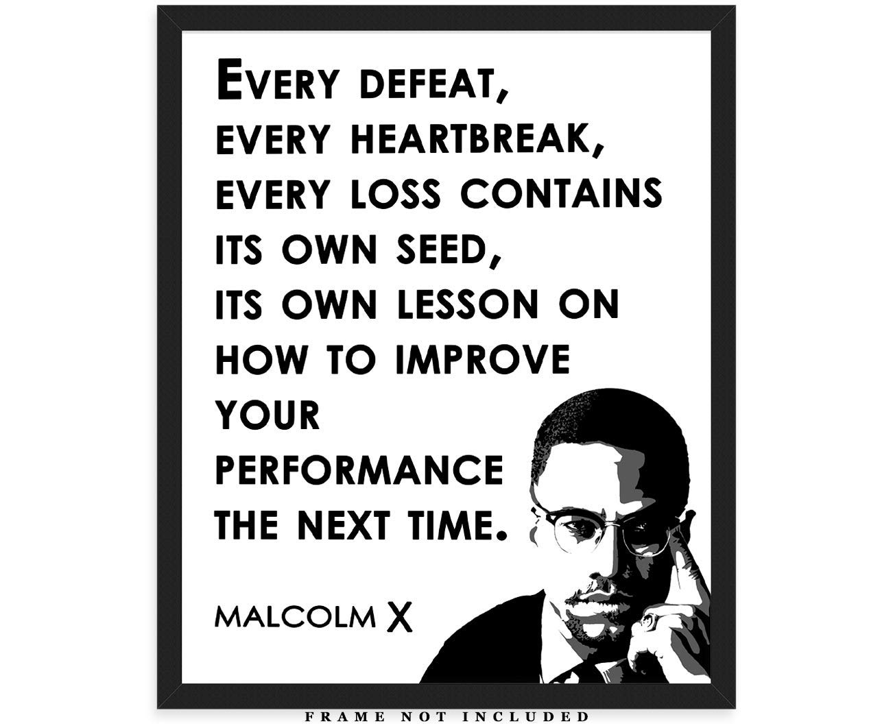 Buy Inspirational Wall Art, Malcolm X Quote: Every Defeat, Heartbreak ...
