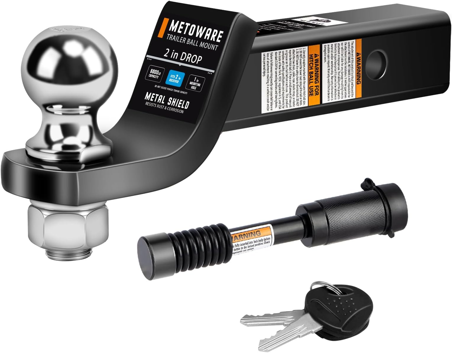 Amazon.com: Quietite 2 Inch Ball Hitch Kit + Patented Anti Rattle Hitch ...