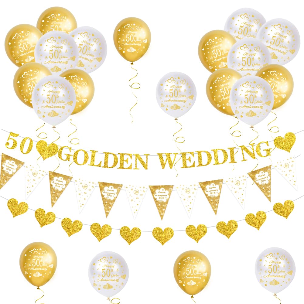 Golden Wedding Anniversary Decorations, 50th Wedding Anniversary ...