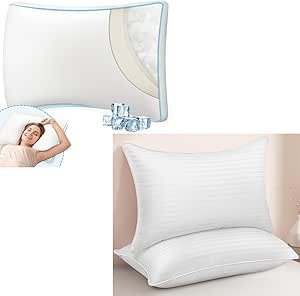 Amazon.com: HEYCUZI Queen Size Bed Pillows Set of 2 and Soft Fluffy & Memory Foam Filling ...
