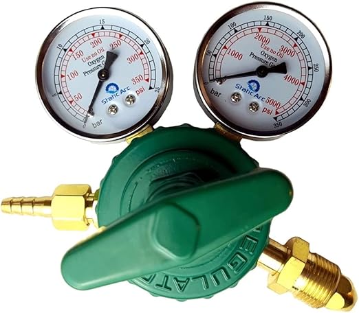 Gas Bottle Pressure Flow Regulator Dual Gauge Argon CO2 Oxygen ...