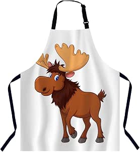 Amazon.com: Xuwenz Cartoon Moose Waterproof Apron Kitchen Chef Aprons ...
