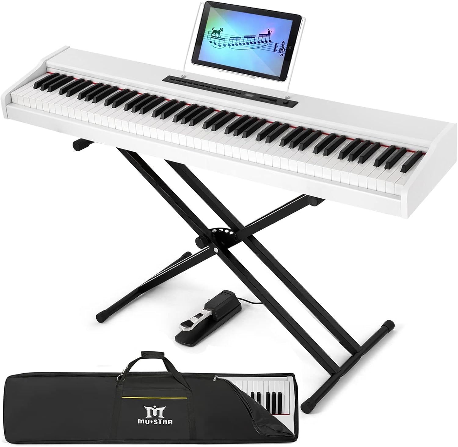 Amazon.com: MUSTAR Piano Keyboard 88 Key Weighted Keyboard, Digital ...