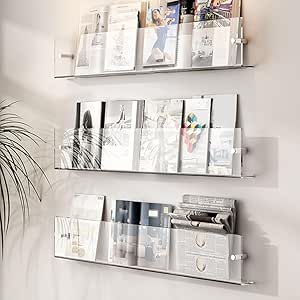 Amazon.com: KWOKING Modern Acrylic Floating Bookshelf 5.9"H Wall ...