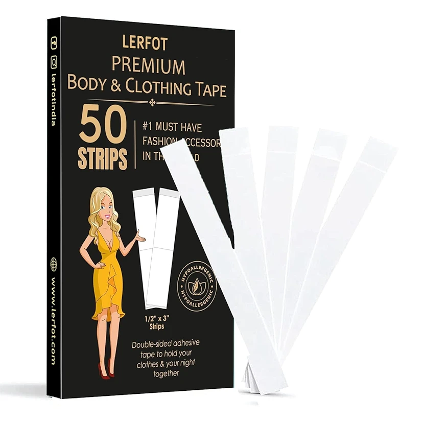 Buy LERFOT 50 Strips Double Sided Clothing Tape | All Day Strength ...