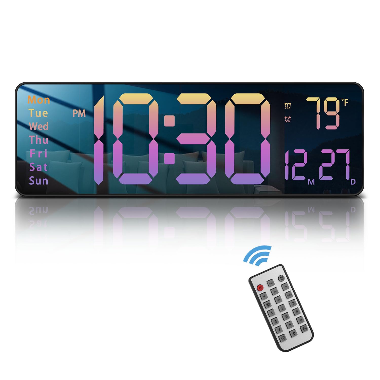 Amazon.com: JoFomp Modern 16" Large Digital Wall Clock with Remote ...