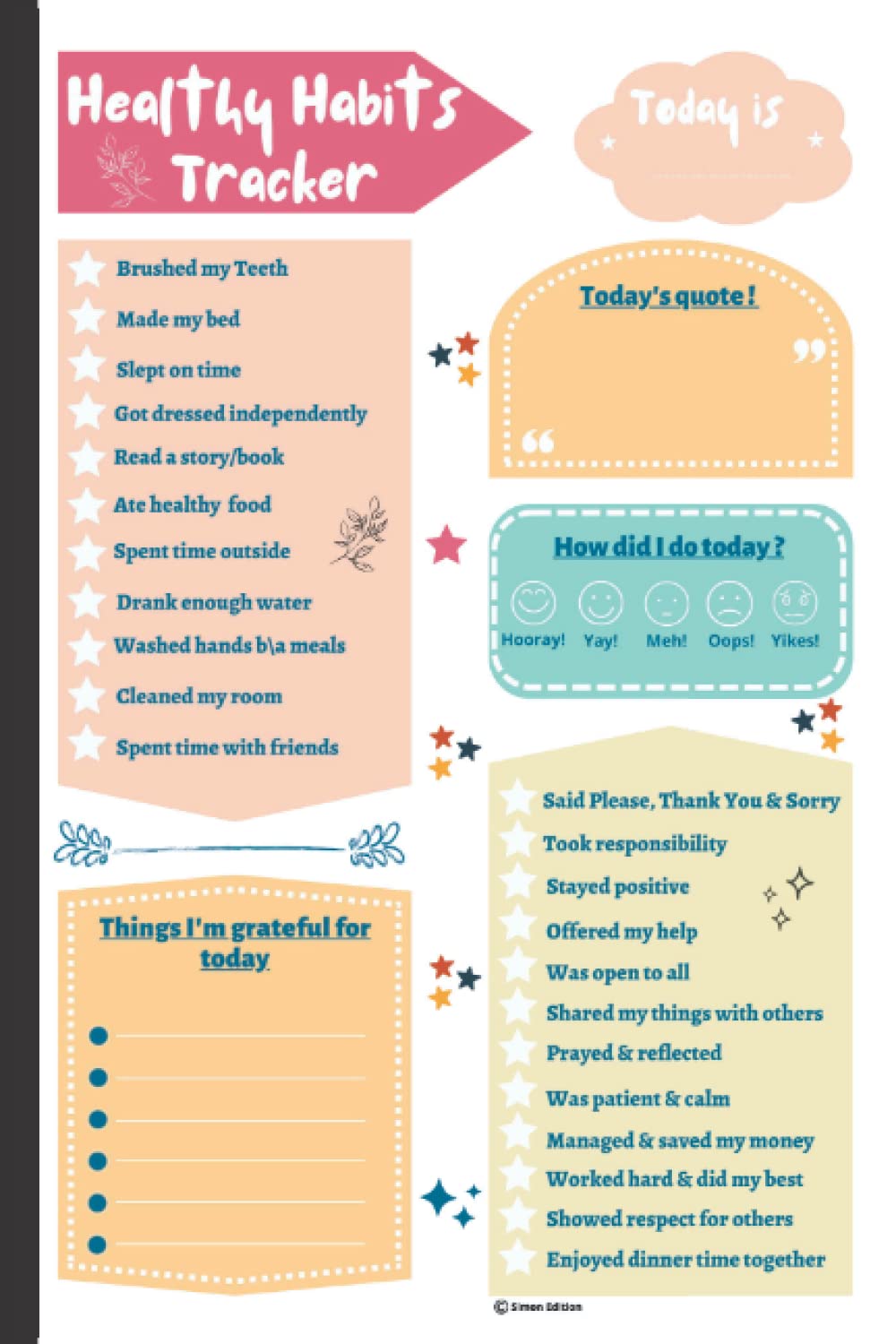 Buy y Habits Tracker for Kids: Undated Daily checklist for children ...