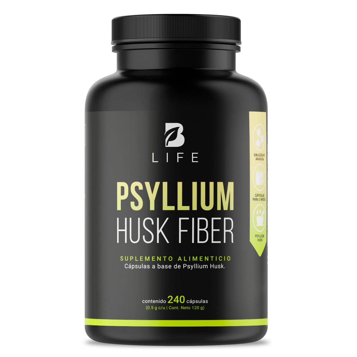 Fibra de Psyllium Husk (Plantago Ovata) 240 Cápsulas 2000 mg por ...